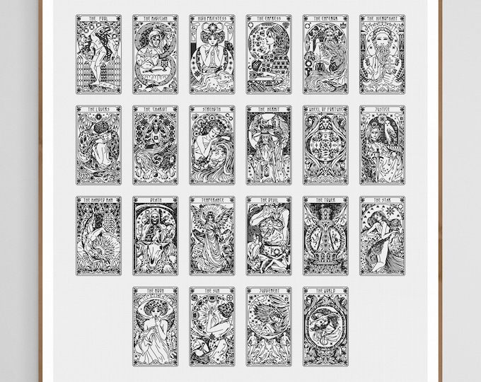 MAJOR ARCANA 22 Tarot Cards Sampler - Blackwork Embroidery Pattern ...
