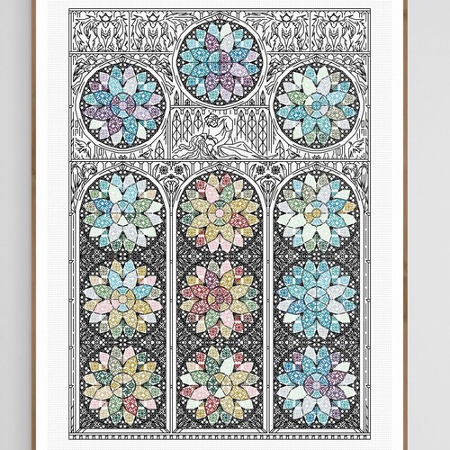 Temperature Stitch Gothic Cathedral With Stained Windows - Etsy