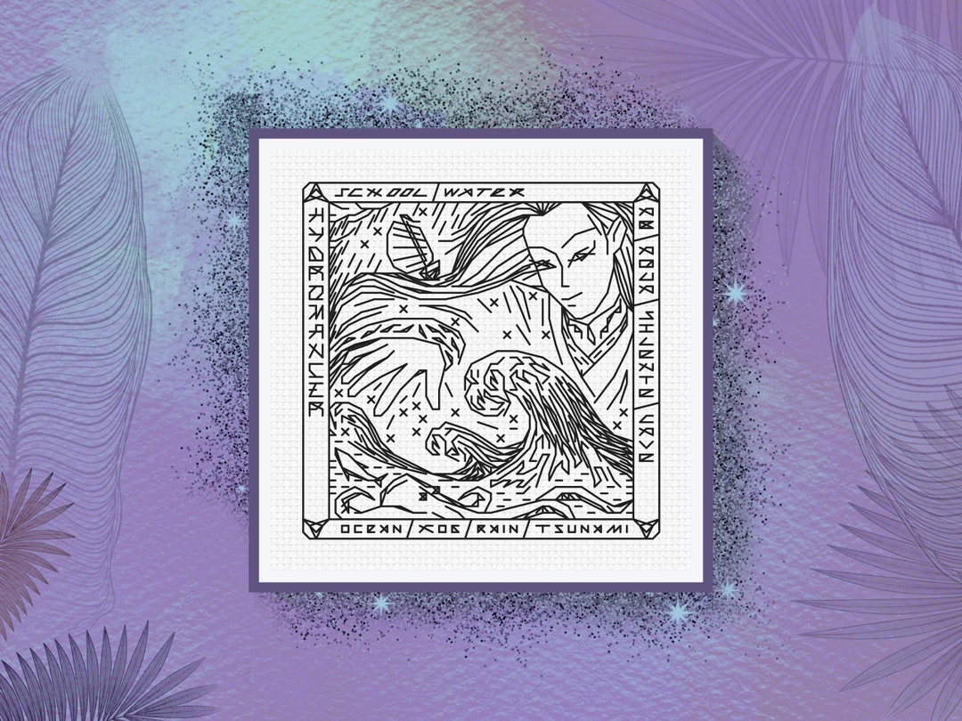 HYDROMANCER Mage of Water Modern Cross Stitch Pattern Blackwork ...