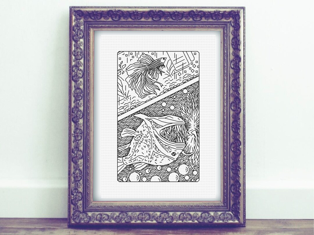BETTA / ANGLERFISH - the Tamed Series - Blackwork Embroidery Pattern ...