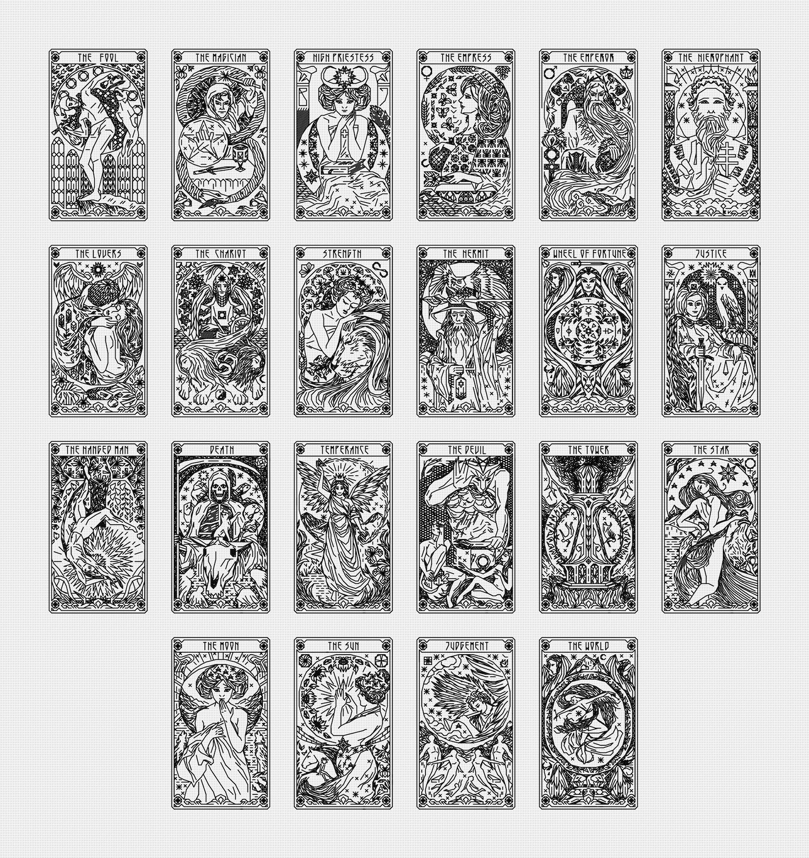 ULTIMATE MAJOR ARCANA 56 Tarot Cards Sampler - Blackwork Embroidery ...