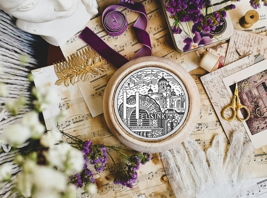 H for Helsinki - Abct - City Alphabet Sampler - Modern Blackwork ...