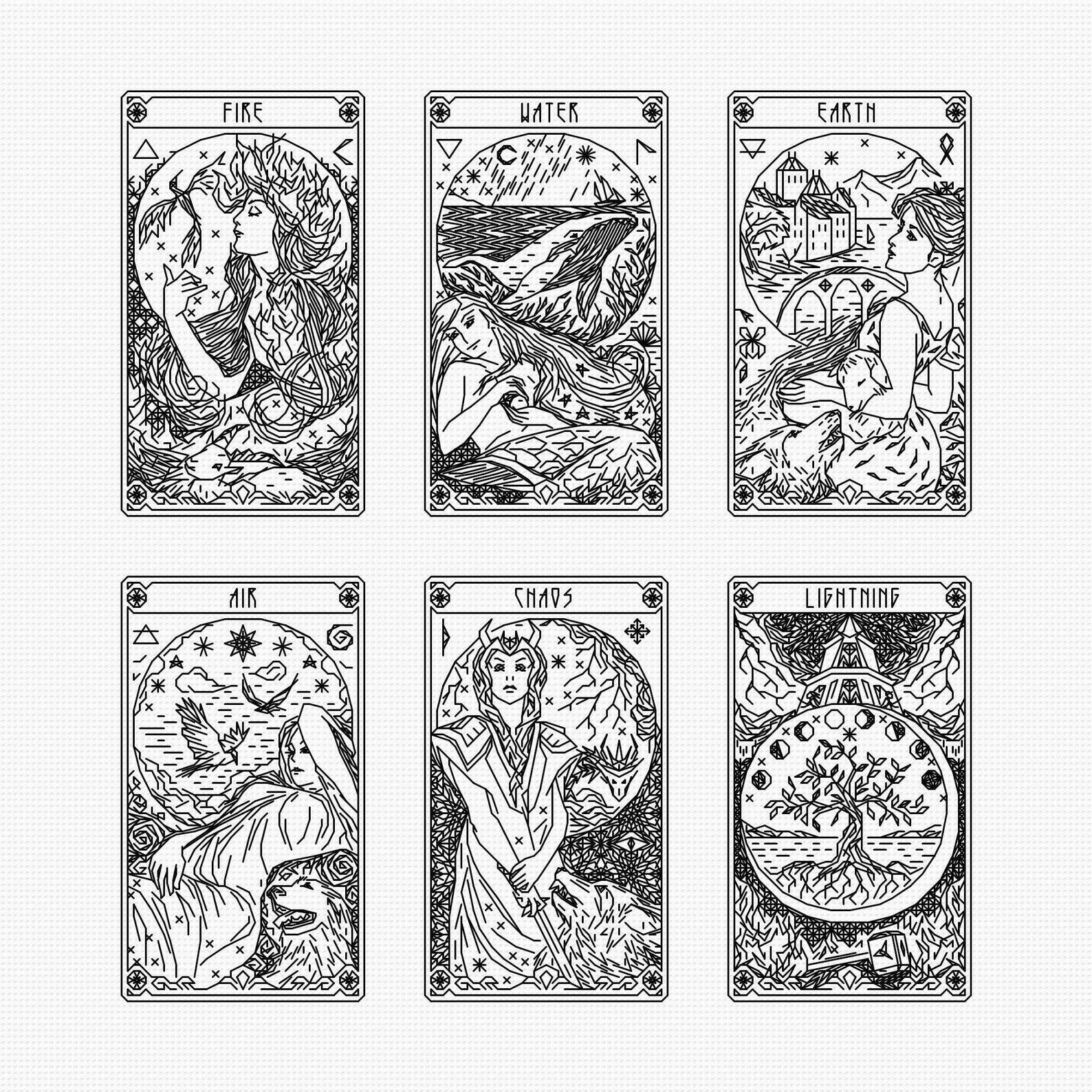 ULTIMATE MAJOR ARCANA 56 Tarot Cards Sampler - Blackwork Embroidery ...