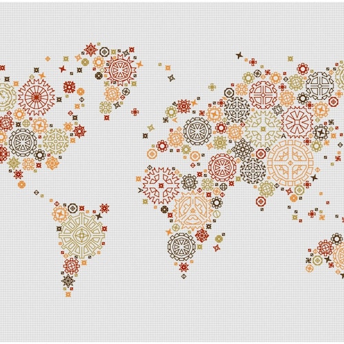 WORLD MAP Cross Stitch Pattern Pdf Instant Download Map | Etsy