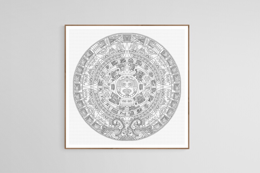 Aztec Calendar - Modern Blackwork Embroidery Cross Stitch Pattern - Etsy