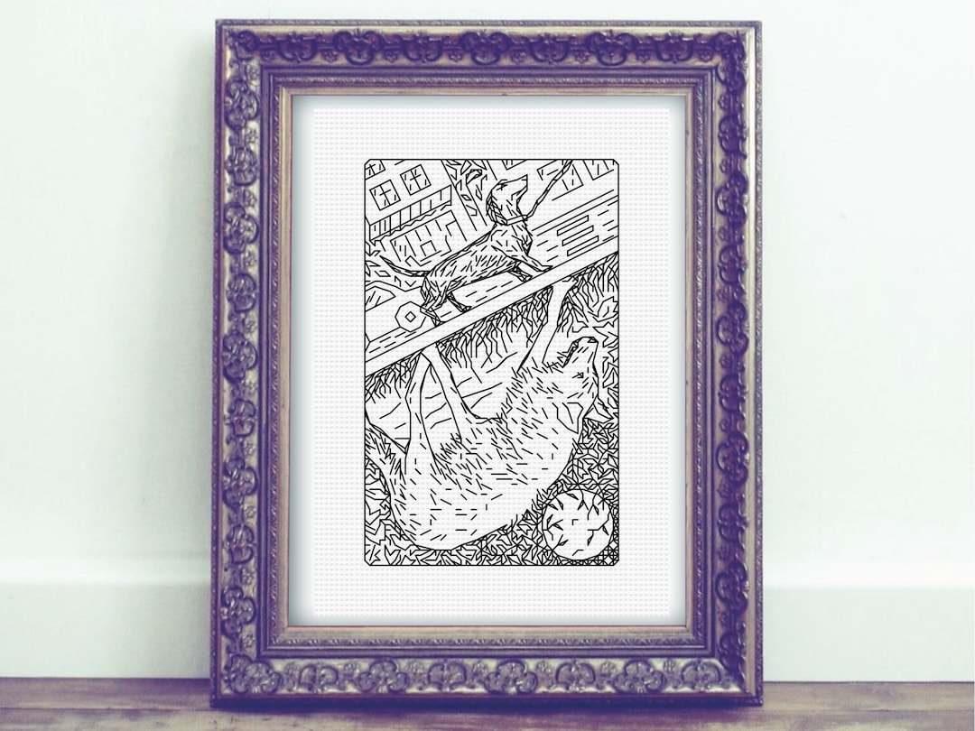 DOG / WOLF - the Tamed Series - Blackwork Embroidery Pattern, Modern ...