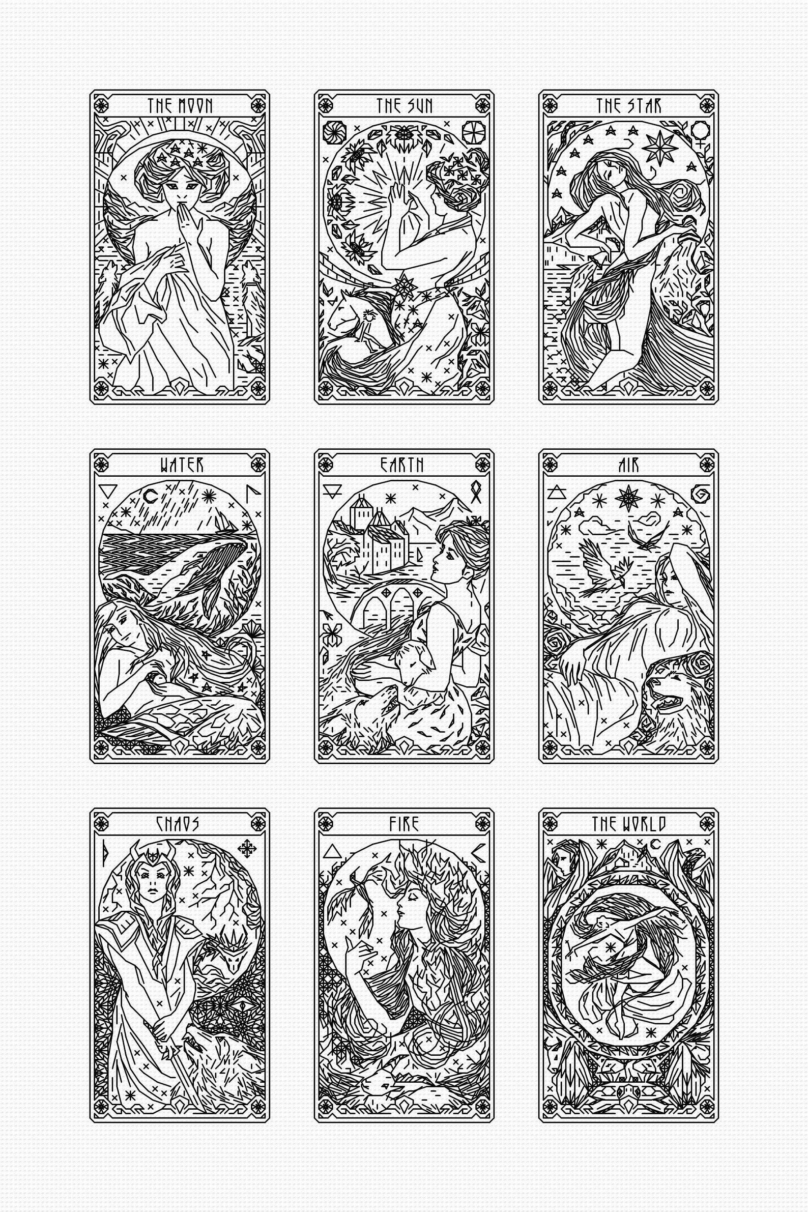 ULTIMATE MAJOR ARCANA 56 Tarot Cards Sampler - Blackwork Embroidery ...
