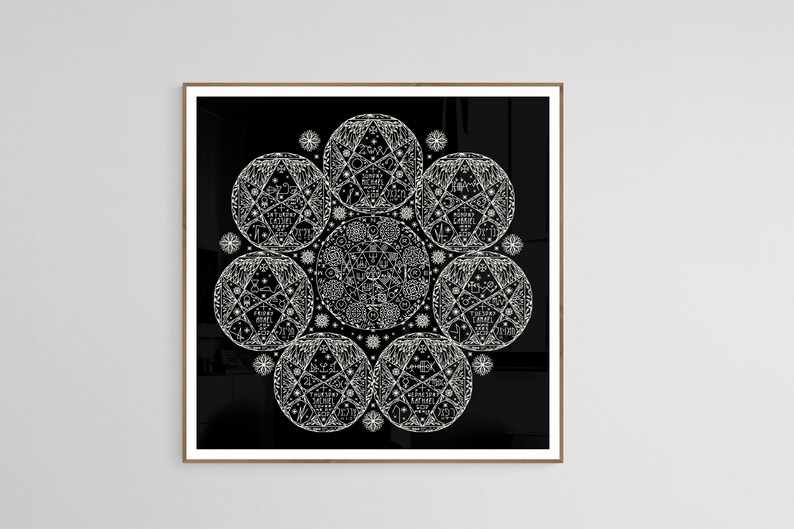 7 Archangel Sigils Day Clock Modern Cross Stitch Pattern Blackwork ...