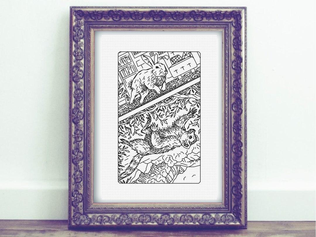 RABBIT / LEMUR - the Tamed Series - Blackwork Embroidery Pattern ...