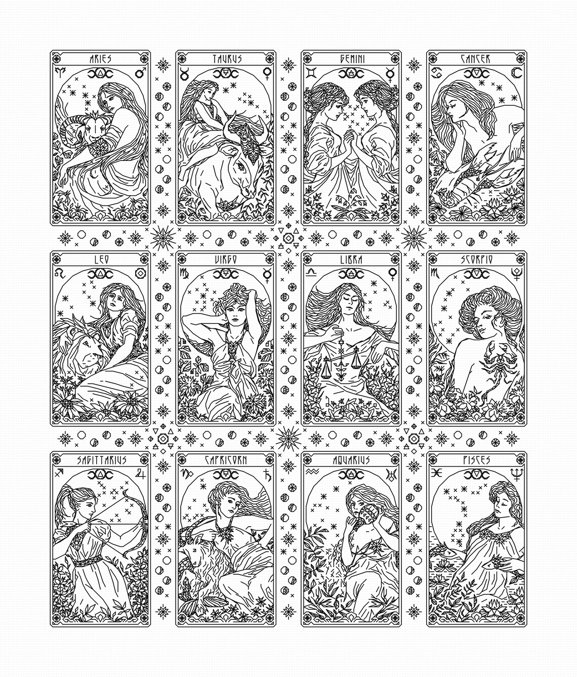 ULTIMATE MAJOR ARCANA 56 Tarot Cards Sampler - Blackwork Embroidery ...