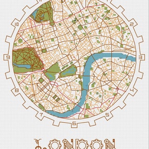 LONDON Map Wall Art - Modern Cross Stitch Pattern - 4 Color Versions ...