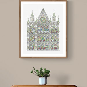 Advent Calendar - Gothic Cathedral With Stained Windows - Modern Hand ...