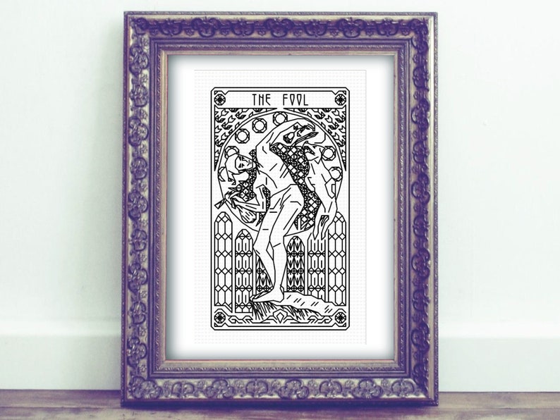 THE FOOL Tarot Modern Cross Stitch Pattern Blackwork - Etsy