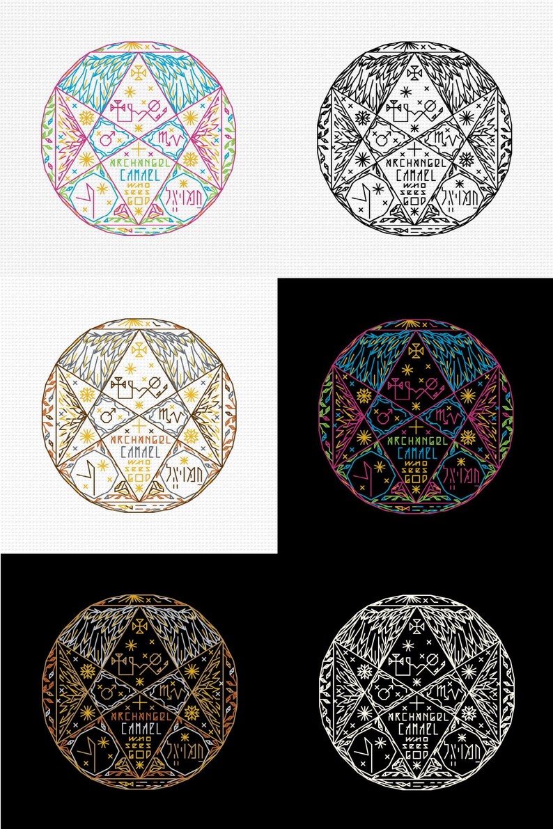 7 Archangel Sigils Day Clock Modern Cross Stitch Pattern - Etsy