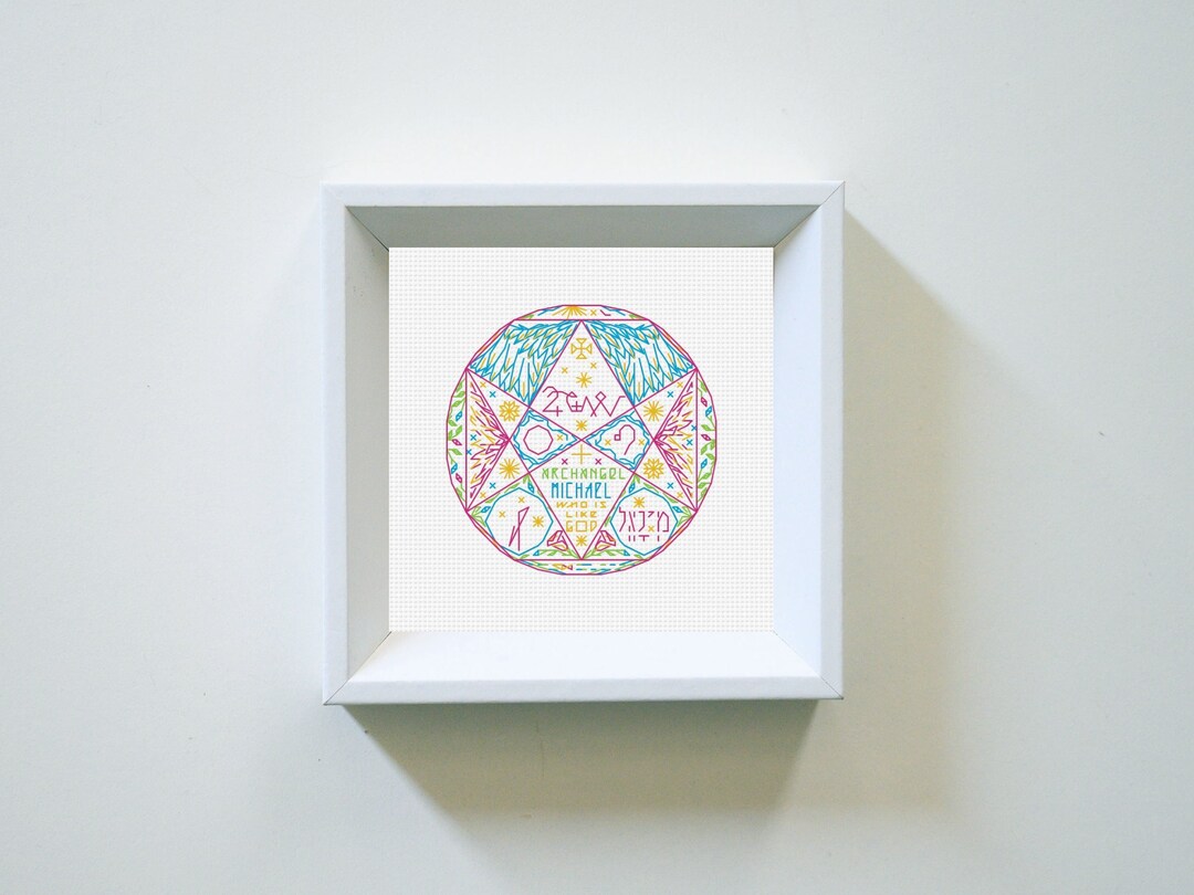 Archangel Michael Angel Sigil Modern Cross Stitch Pattern Blackwork ...