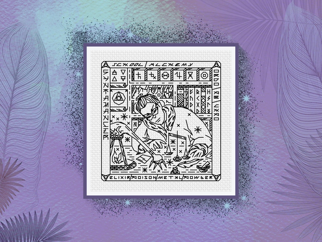 SYNTAMANCER Mage of Alchemy Modern Cross Stitch Pattern Blackwork ...
