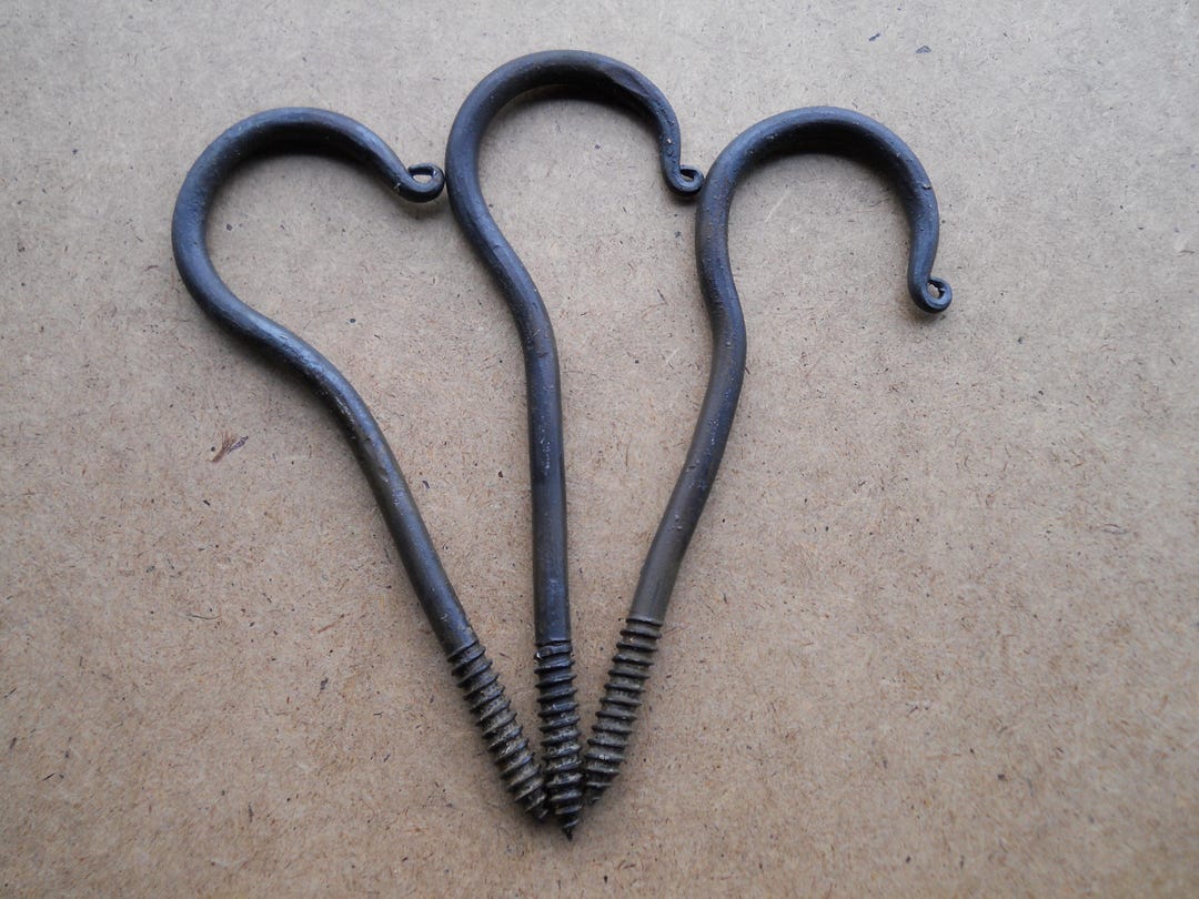 3 Hand Forged Screw in "j" Hook - Etsy