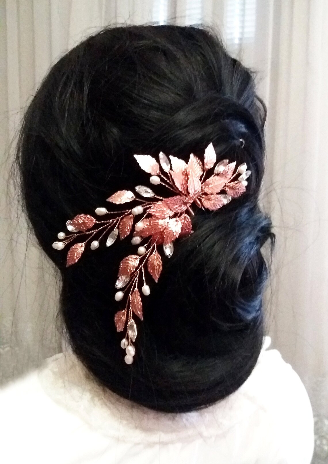 Rose Gold Hair Piece for Bride, Bridal Hairpiece, Rhinestone Hair Pins ...