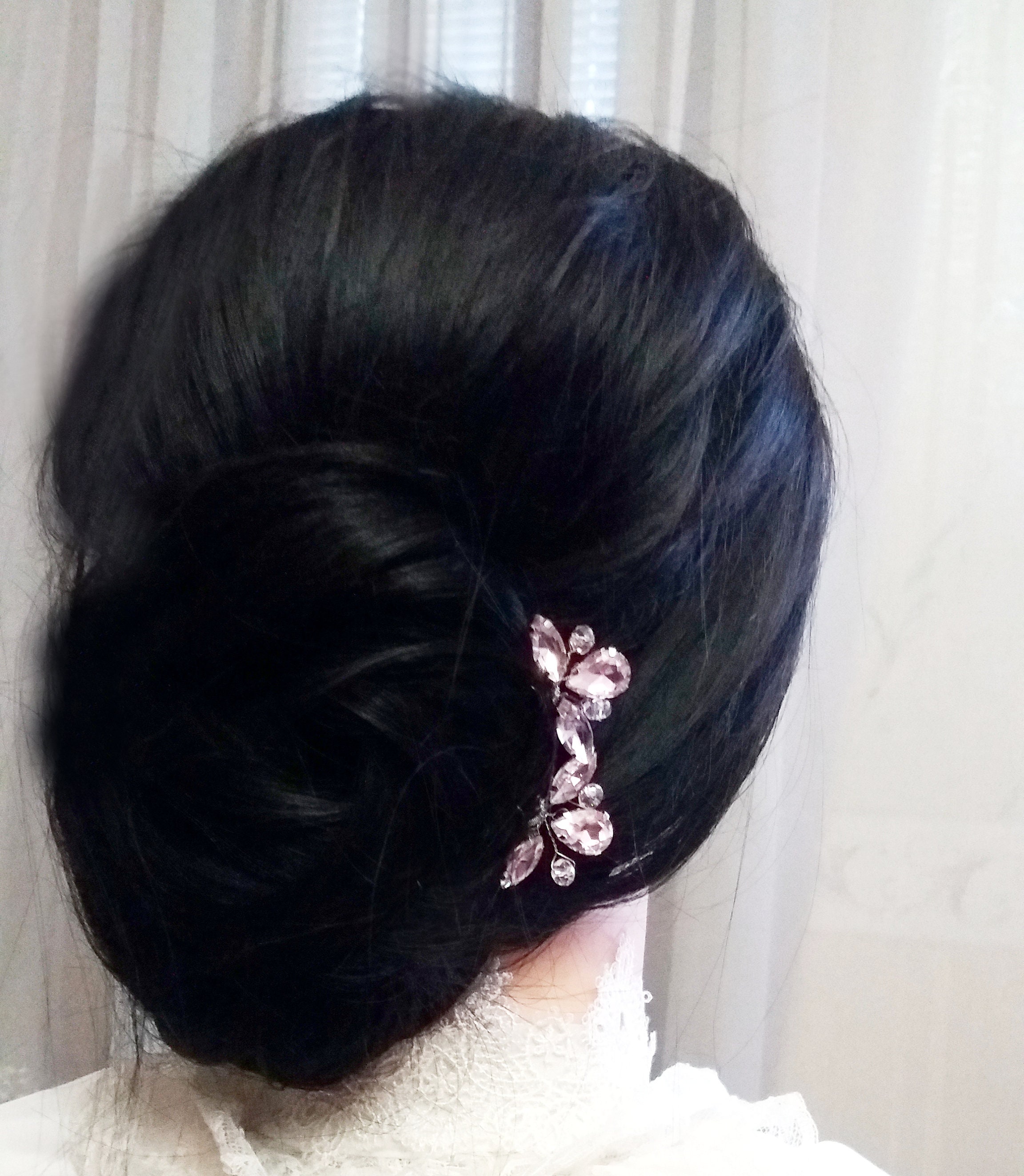 Bridal Small Hair Pin With Pink Crystals Wedding Hair Piece | Etsy