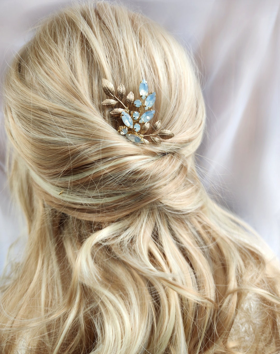 Gold Hair Piece for Wedding, Bridal Hair Pin With White Opal and Gold ...