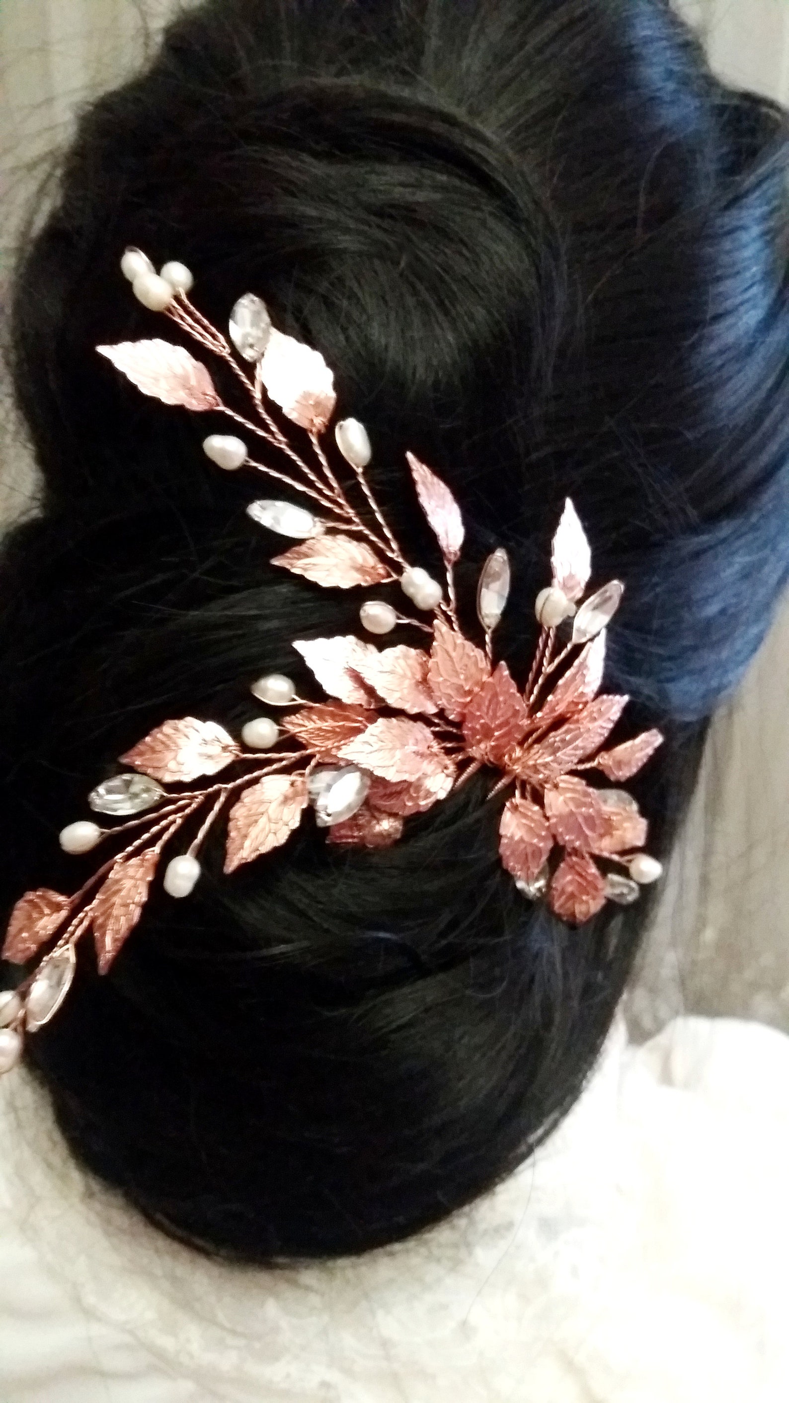 Rose Gold Hair Piece for Bride Bridal Hairpiece Rhinestone | Etsy