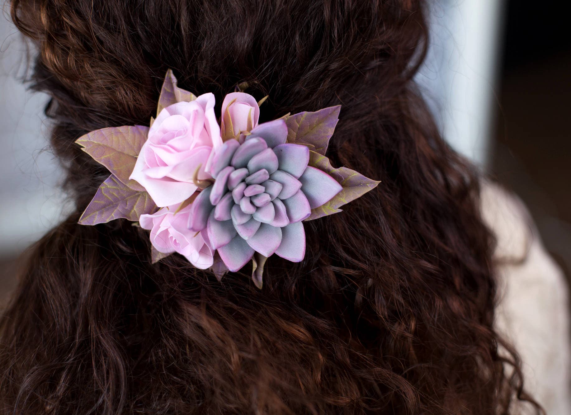 Succulent & Rose Hair Comb for Bride Wedding Hair Piece | Etsy