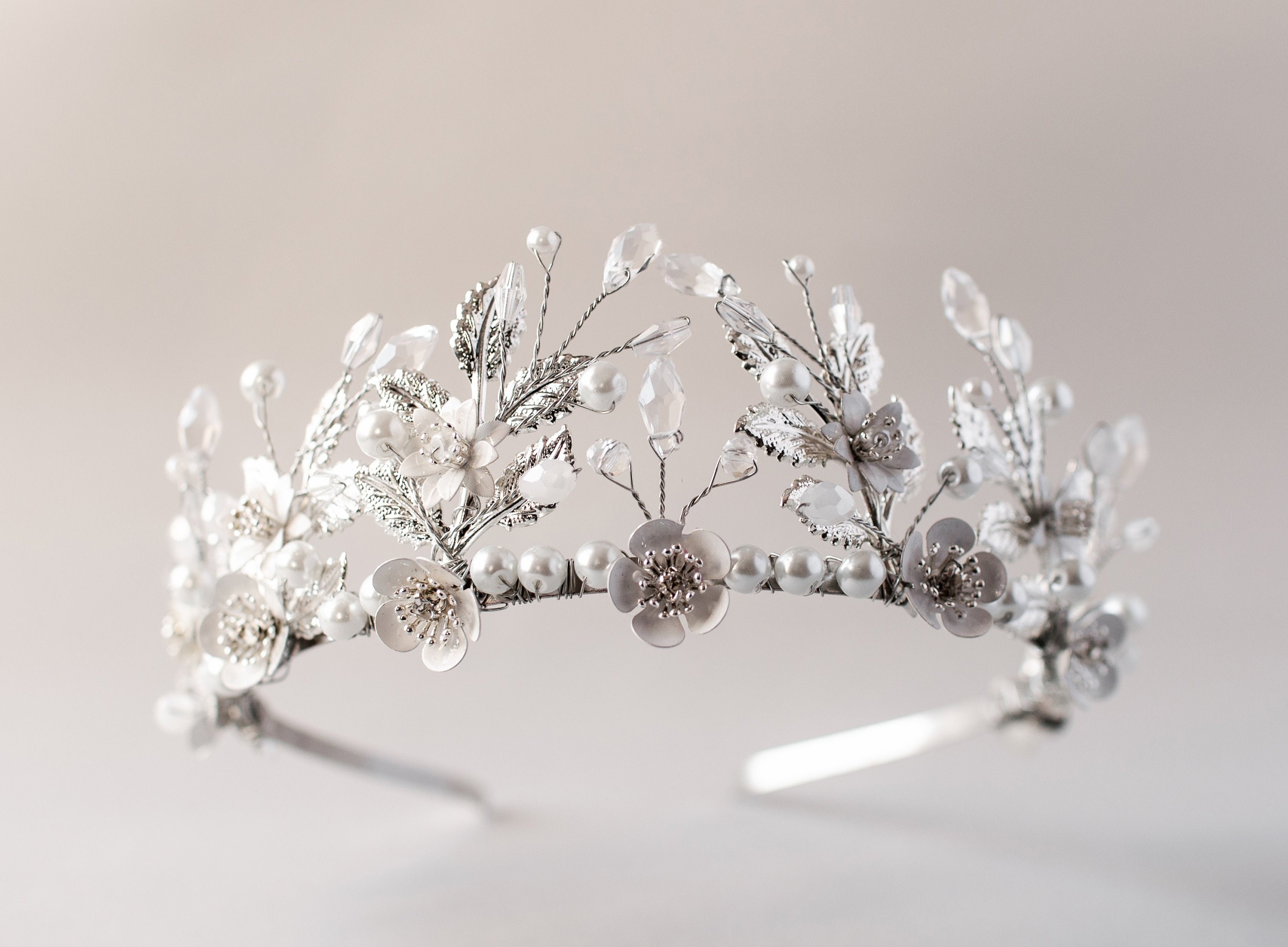 Bridal silver tiara for bride Bridal headpiece Bachelorette | Etsy