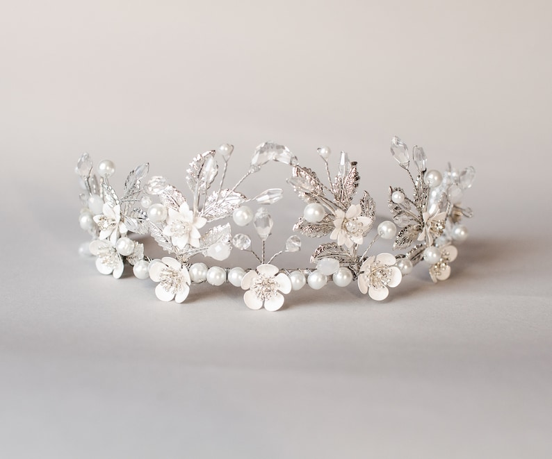Bridal Silver Tiara for Bride Bridal Headpiece Bachelorette - Etsy