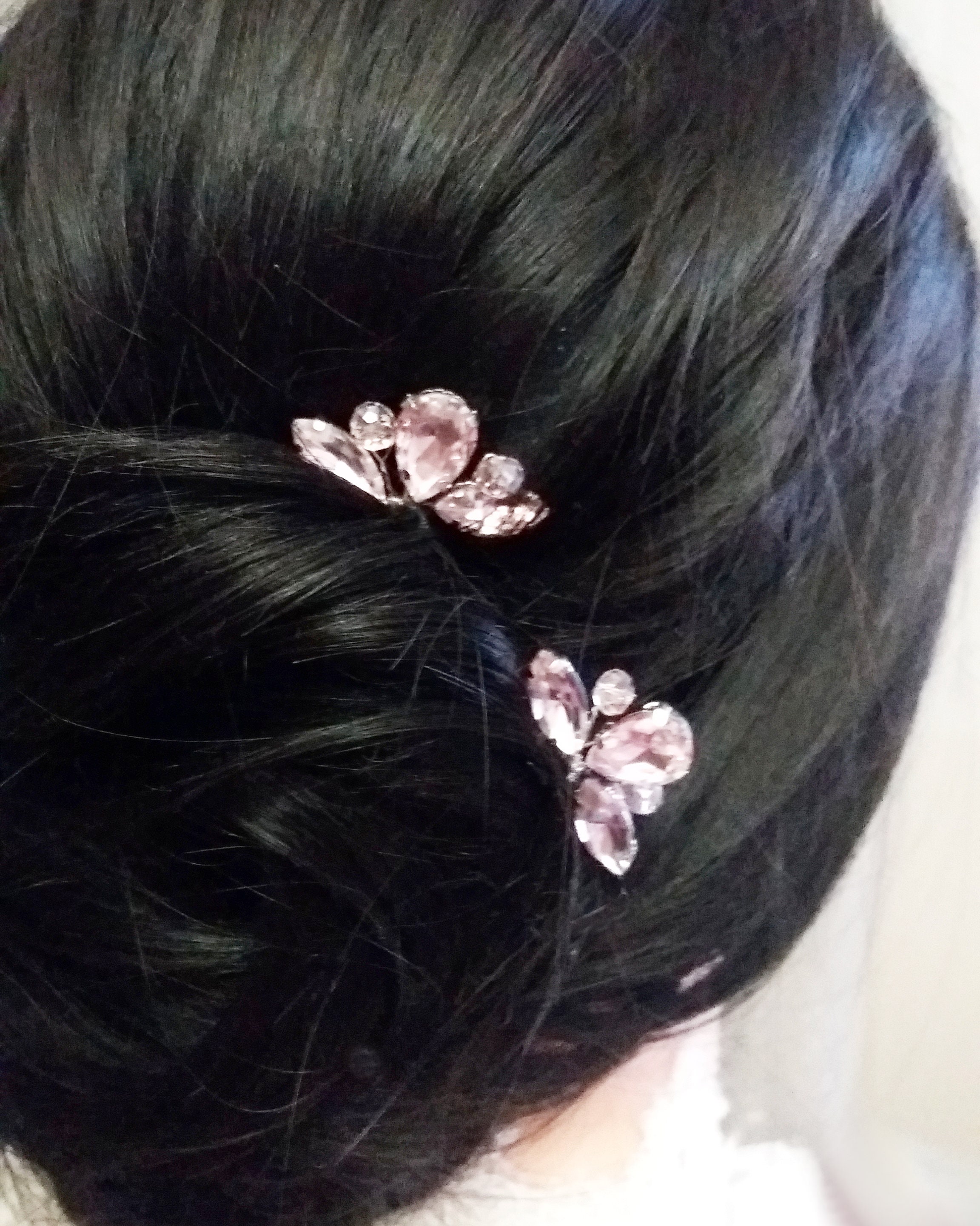 Bridal Small Hair Pin With Pink Crystals Wedding Hair Piece | Etsy