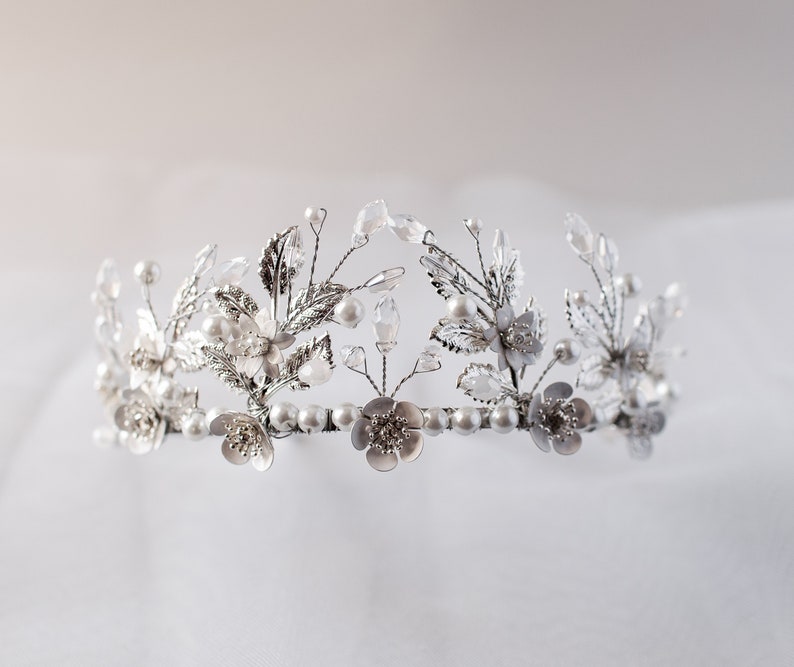 Bridal Silver Tiara for Bride Bridal Headpiece Bachelorette - Etsy