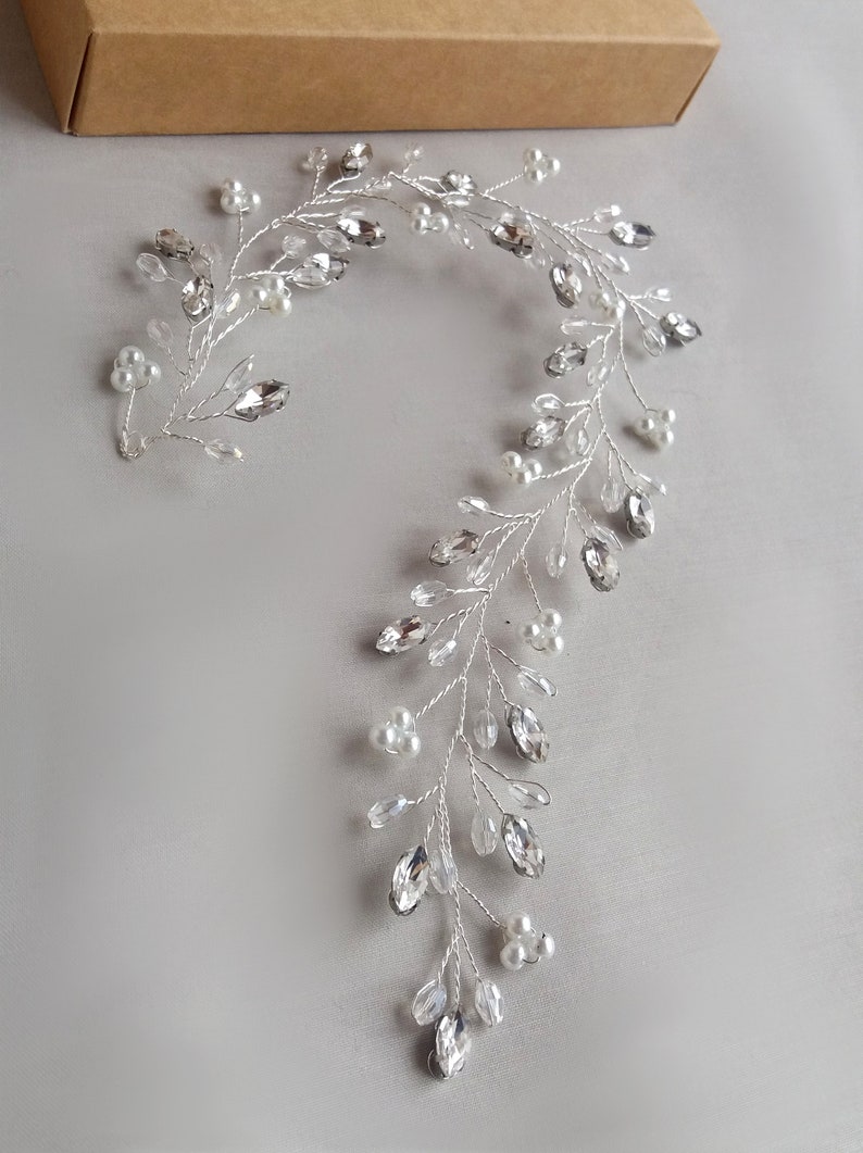 Wedding Hair Vine With Sparkling Crystals and Pearls, Bridal Hair Piece ...