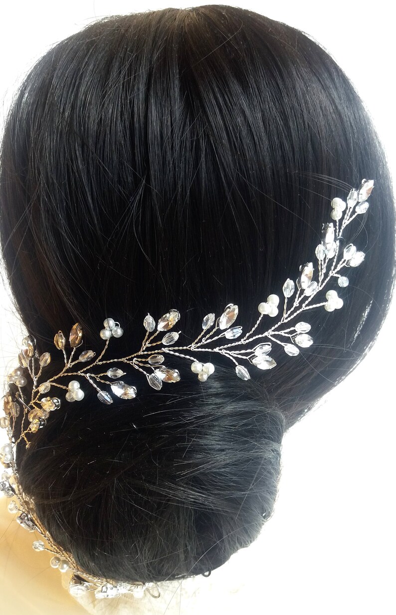 Wedding Hair Vine With Sparkling Crystals and Pearls, Bridal Hair Piece ...
