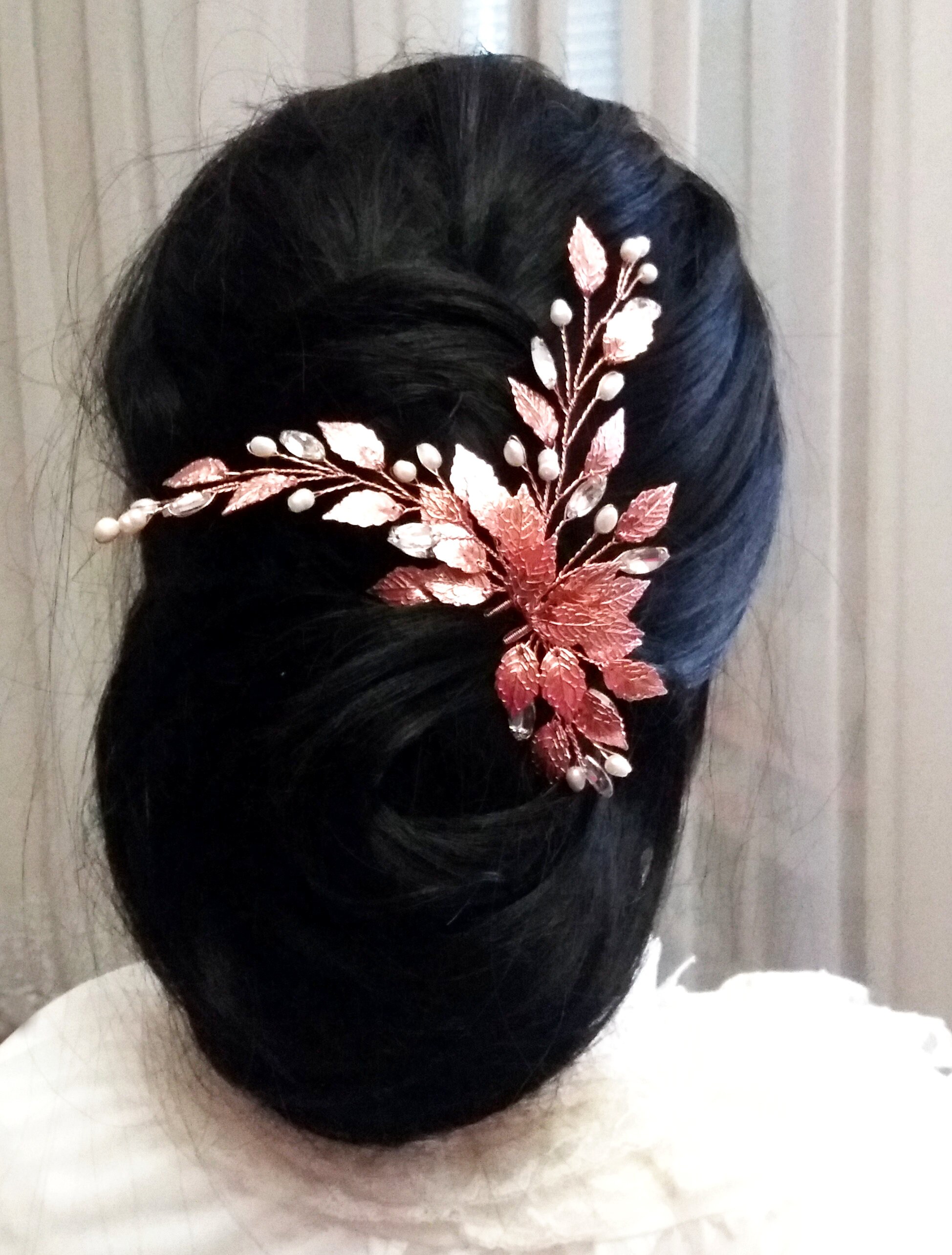 Rose Gold Hair Piece for Bride Bridal Hairpiece Rhinestone | Etsy