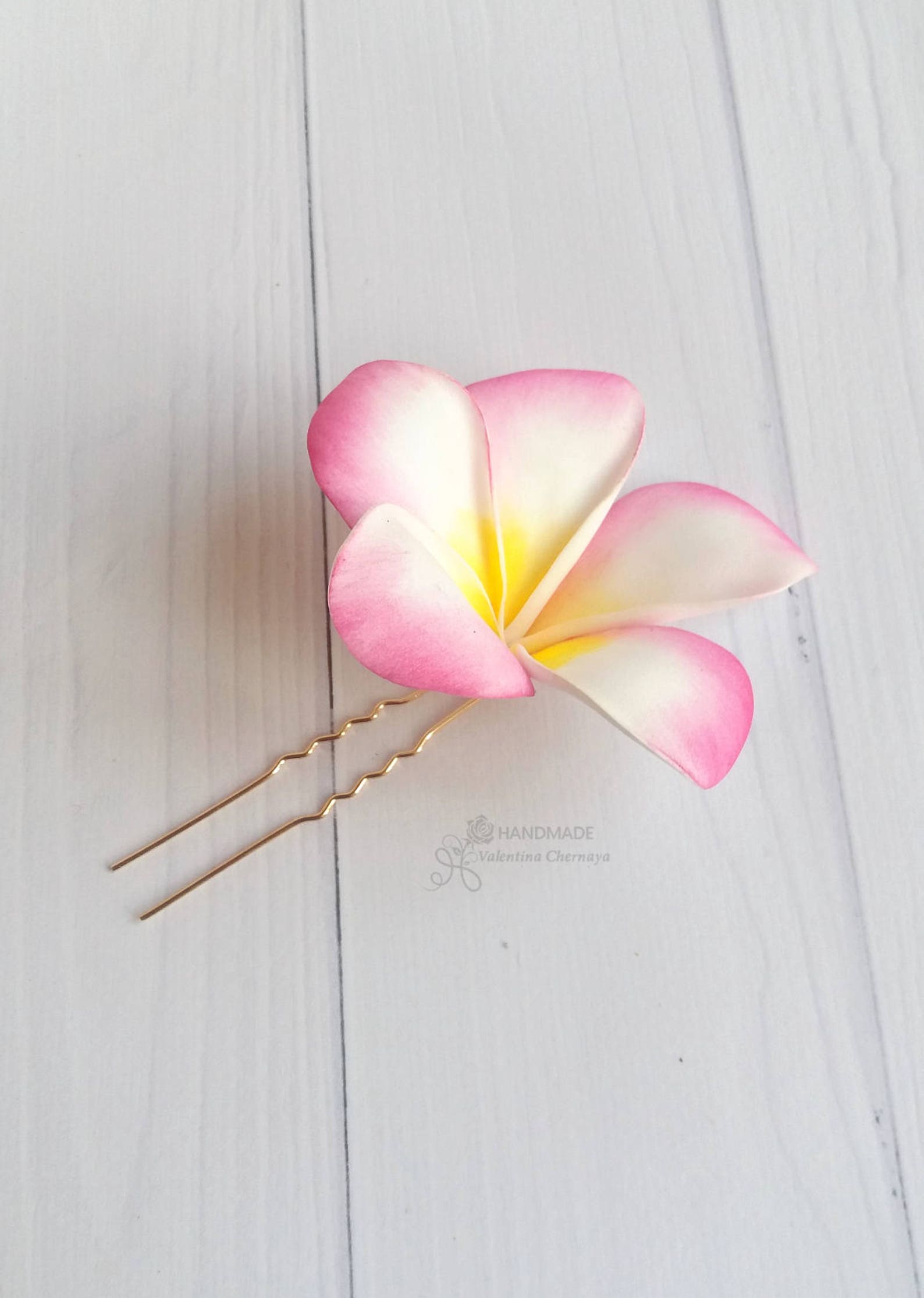 Pink Plumeria Hair Pin Tropical Flower Hair Piece Hawaiian - Etsy