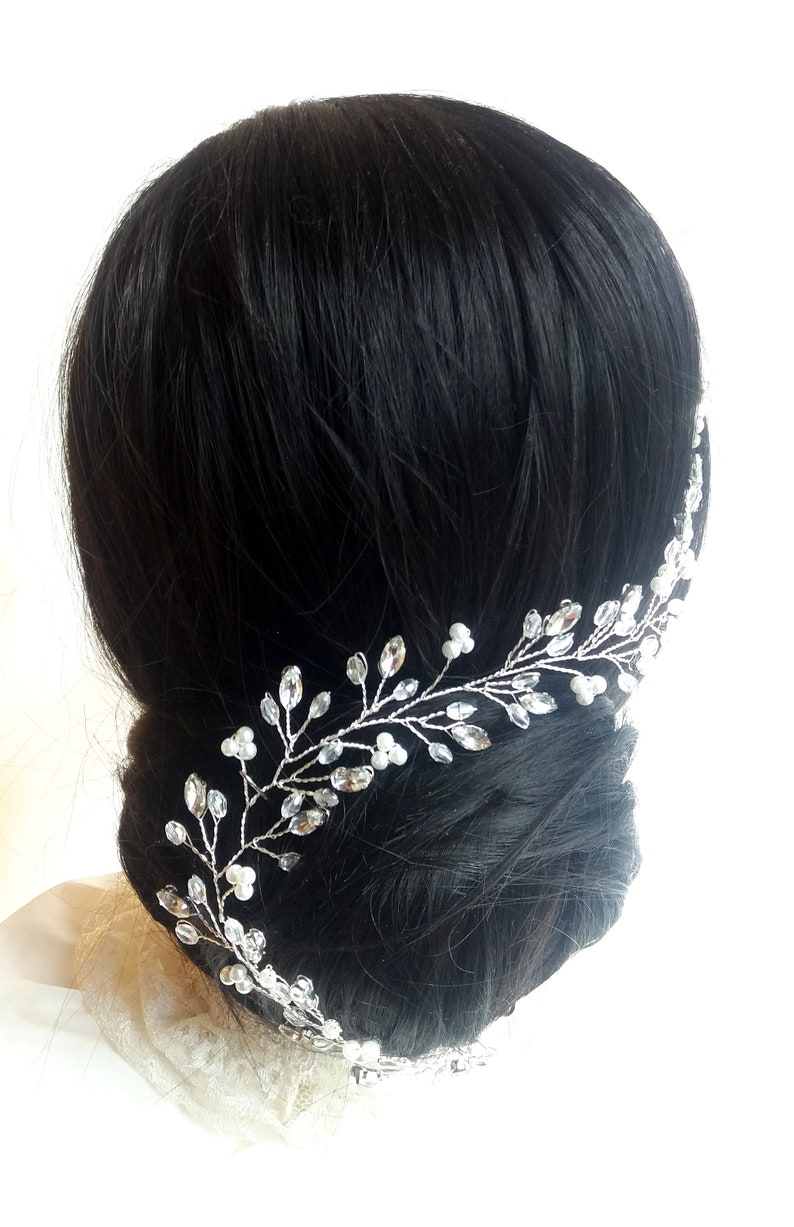 Wedding Hair Vine With Sparkling Crystals and Pearls, Bridal Hair Piece ...
