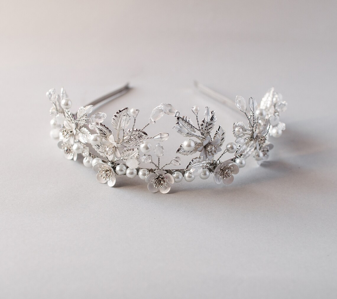 Bridal Silver Tiara for Bride Bridal Headpiece Bachelorette - Etsy