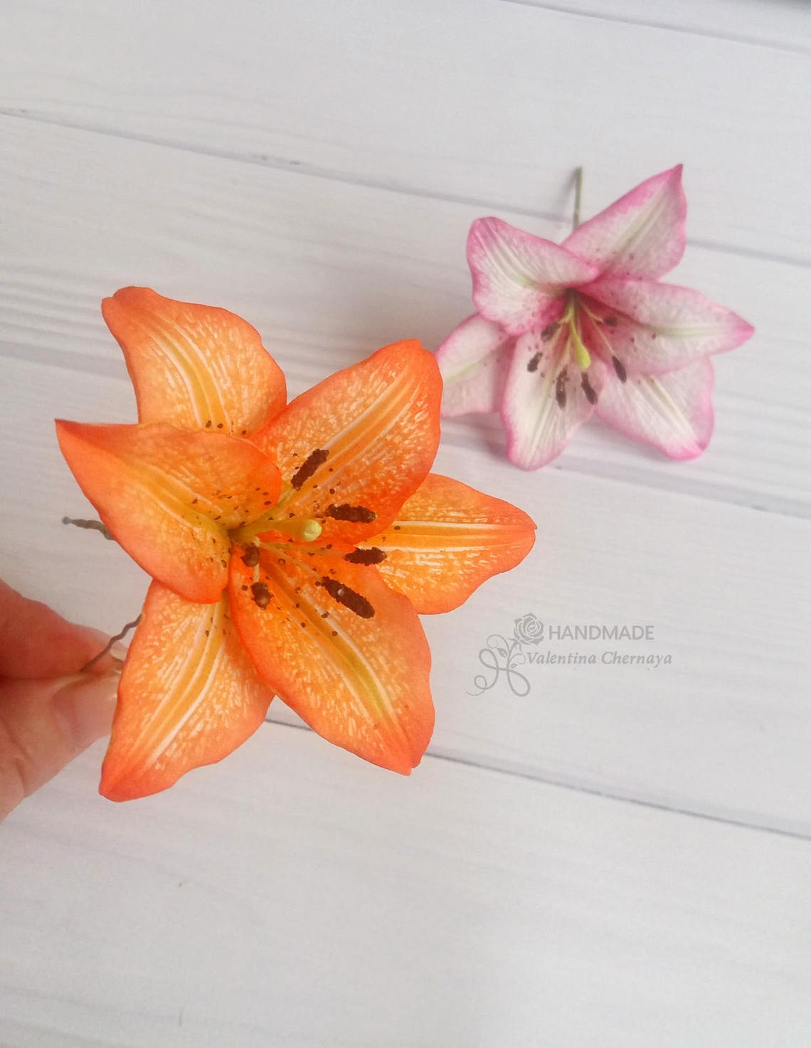 Wedding Orange Tiger Lily Hairpin Hawaiian Hair Flower | Etsy