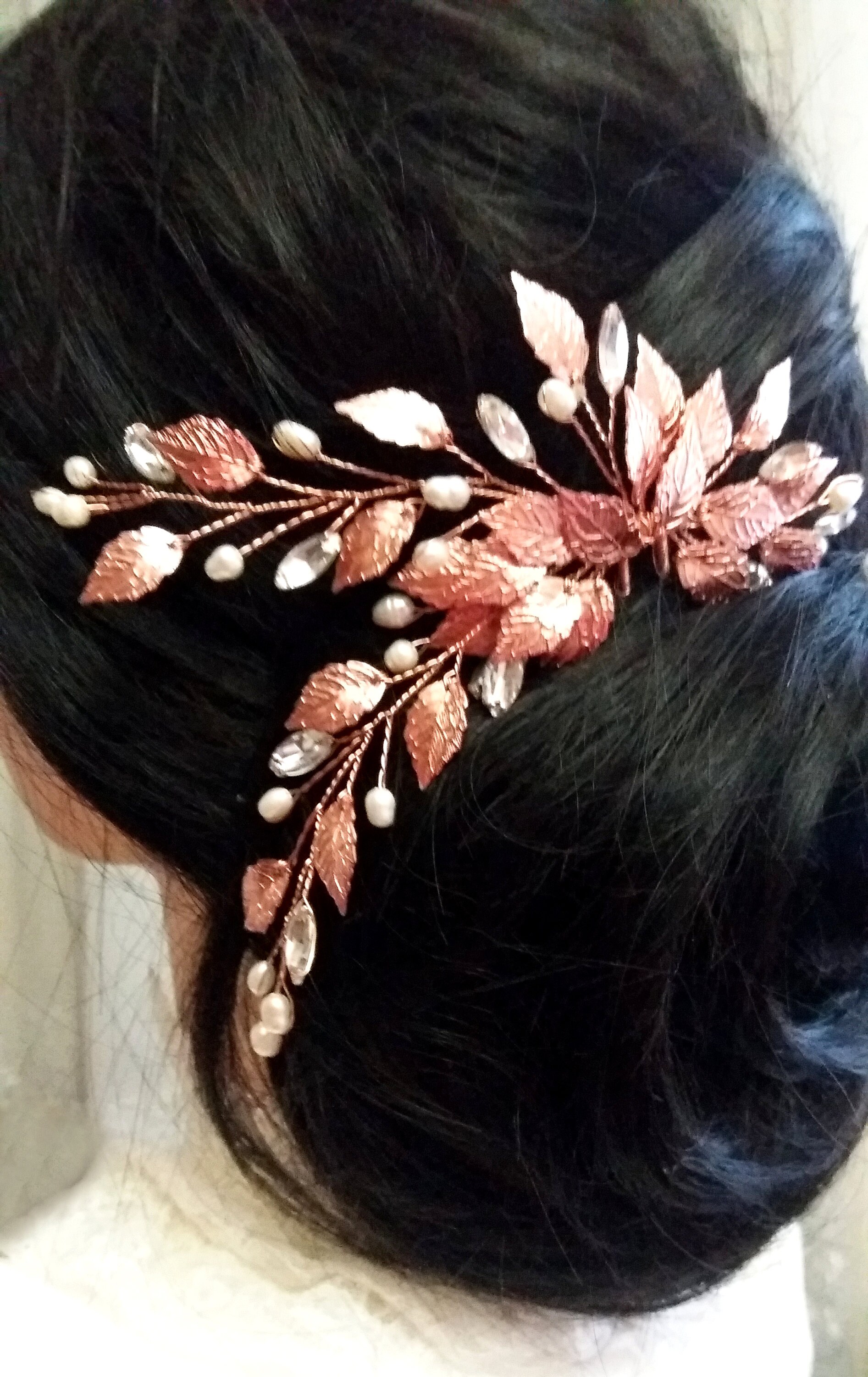 Rose Gold Hair Piece for Bride Bridal Hairpiece Rhinestone - Etsy