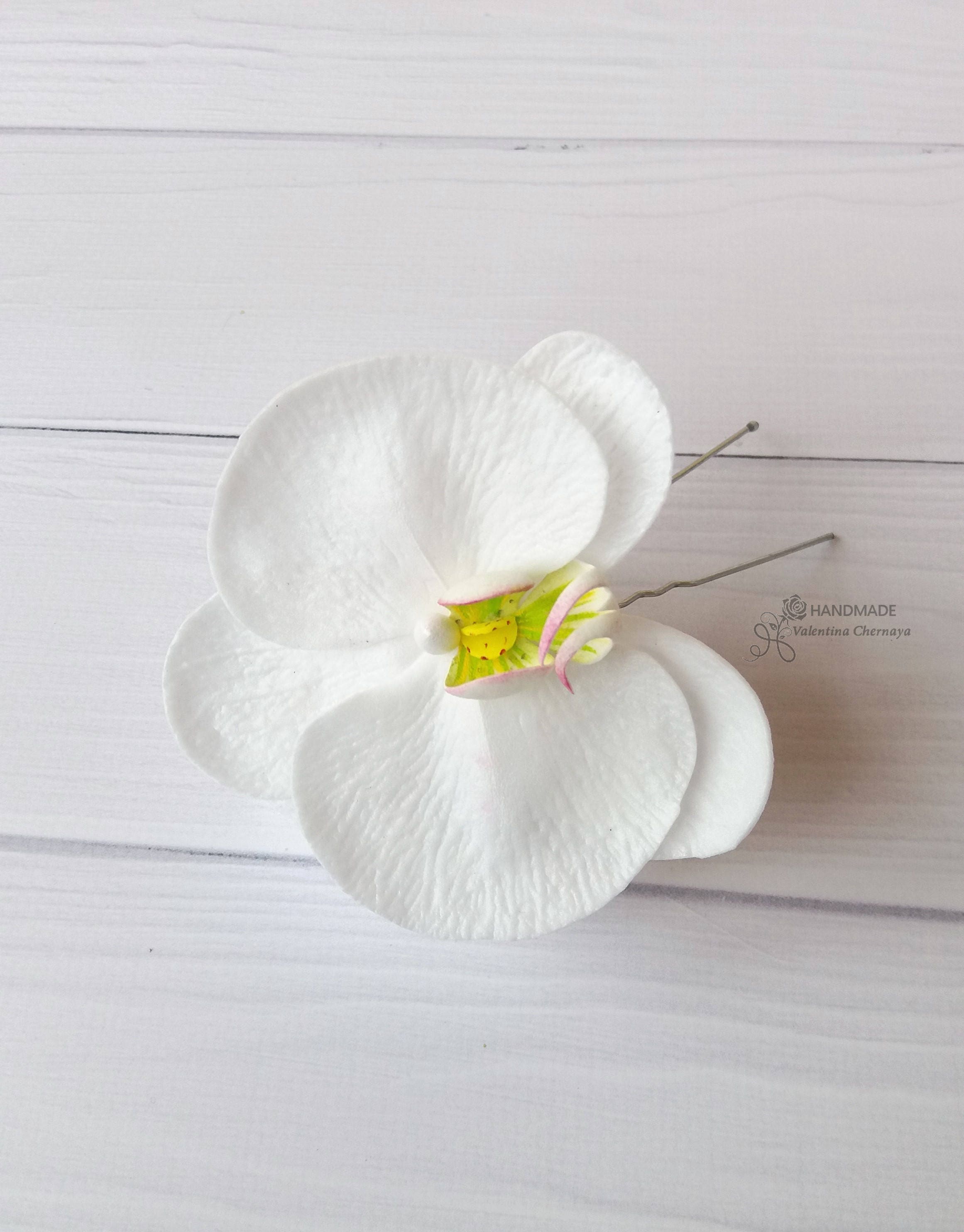 Bridal headpiece White orchid hair pin Wedding accessories | Etsy