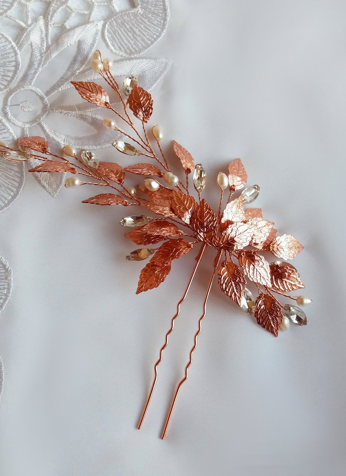 Rose Gold Hair Piece for Bride Bridal Hairpiece Rhinestone - Etsy