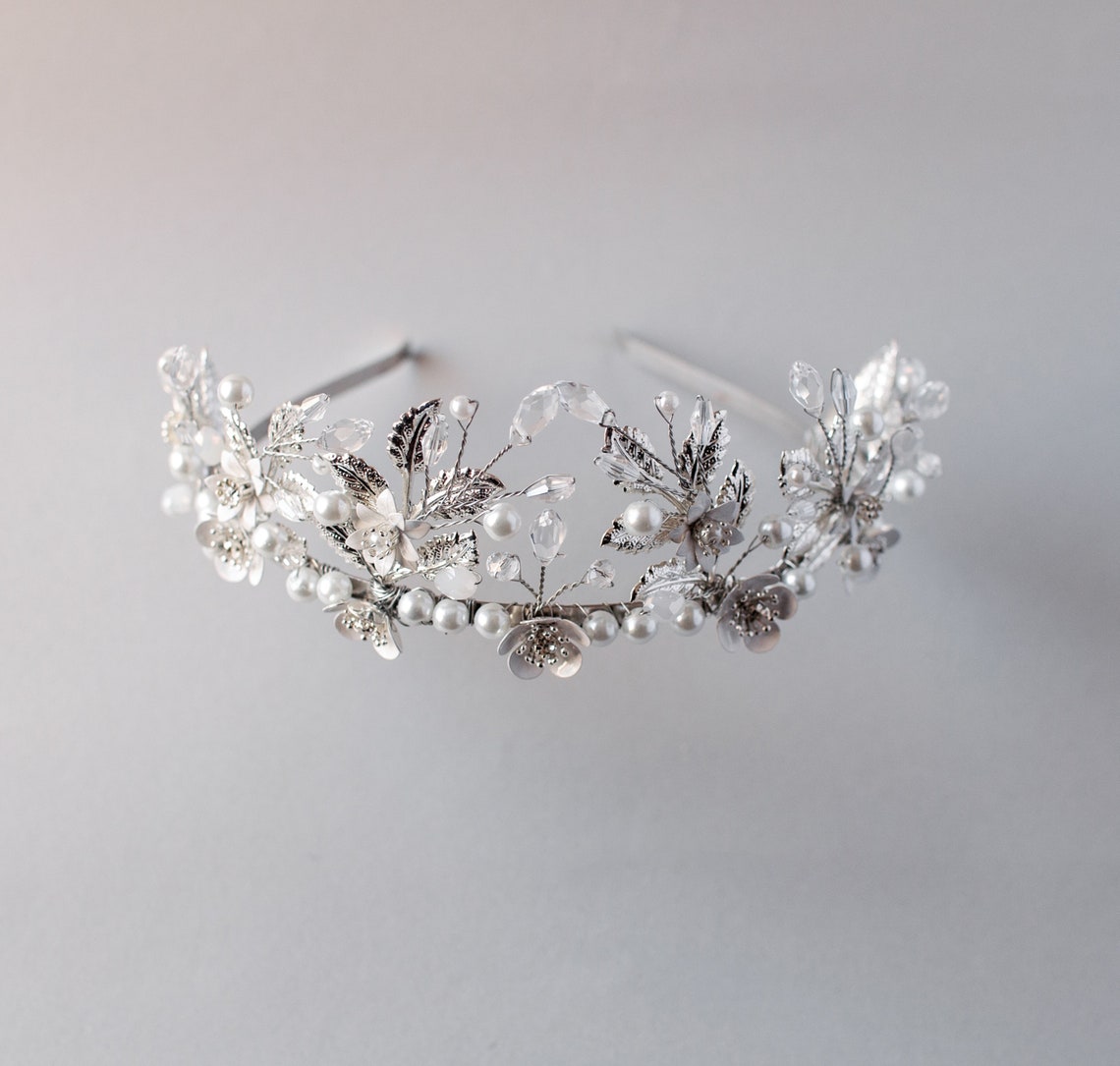 Bridal Silver Tiara for Bride Bridal Headpiece Bachelorette - Etsy