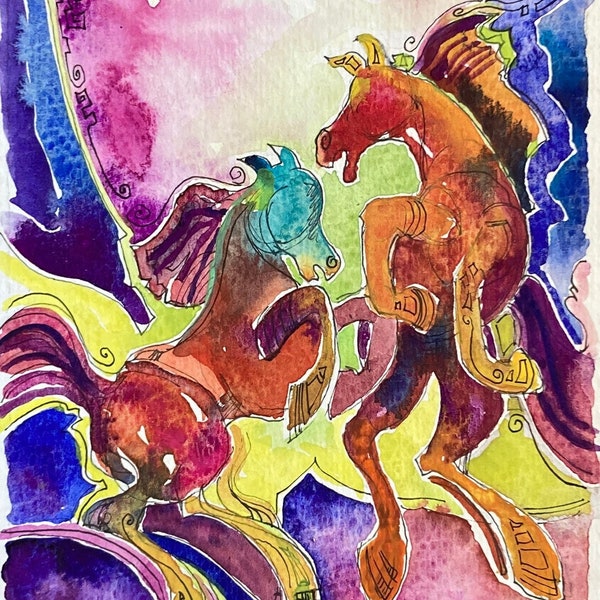 Wild Mustangs Painting - Etsy