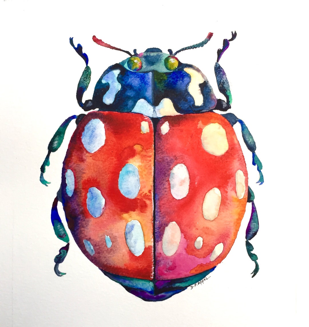 Ladybug Painting, Ladybug Watercolor Painting, Insect Art, Cute Bug ...