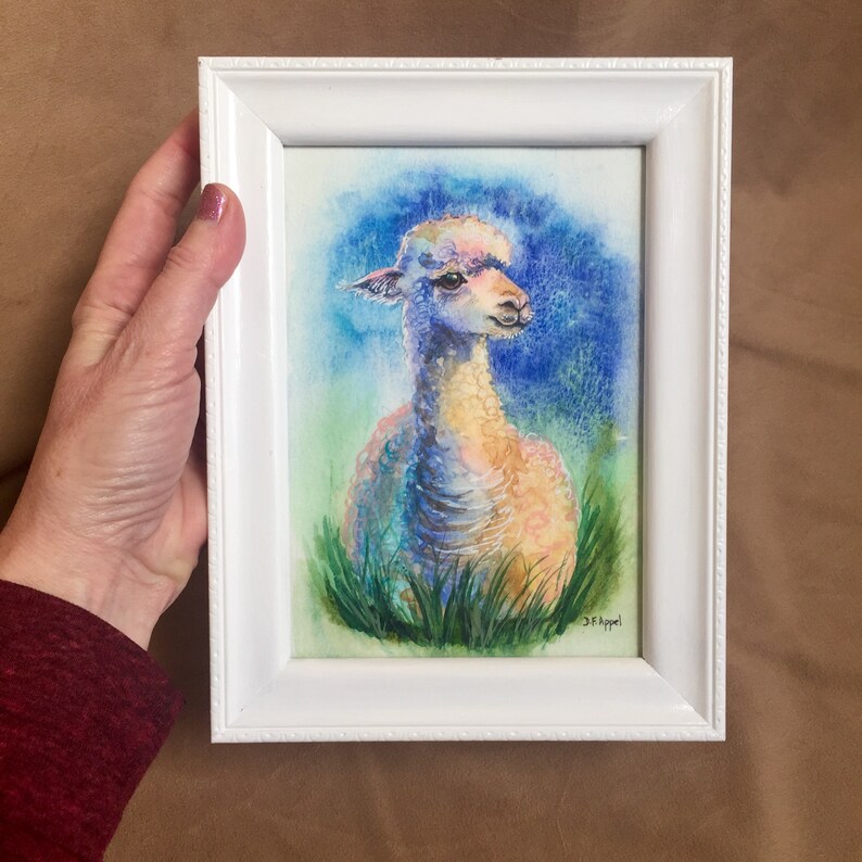 Alpaca Watercolor Painting Alpaca Art Framed Alpaca | Etsy
