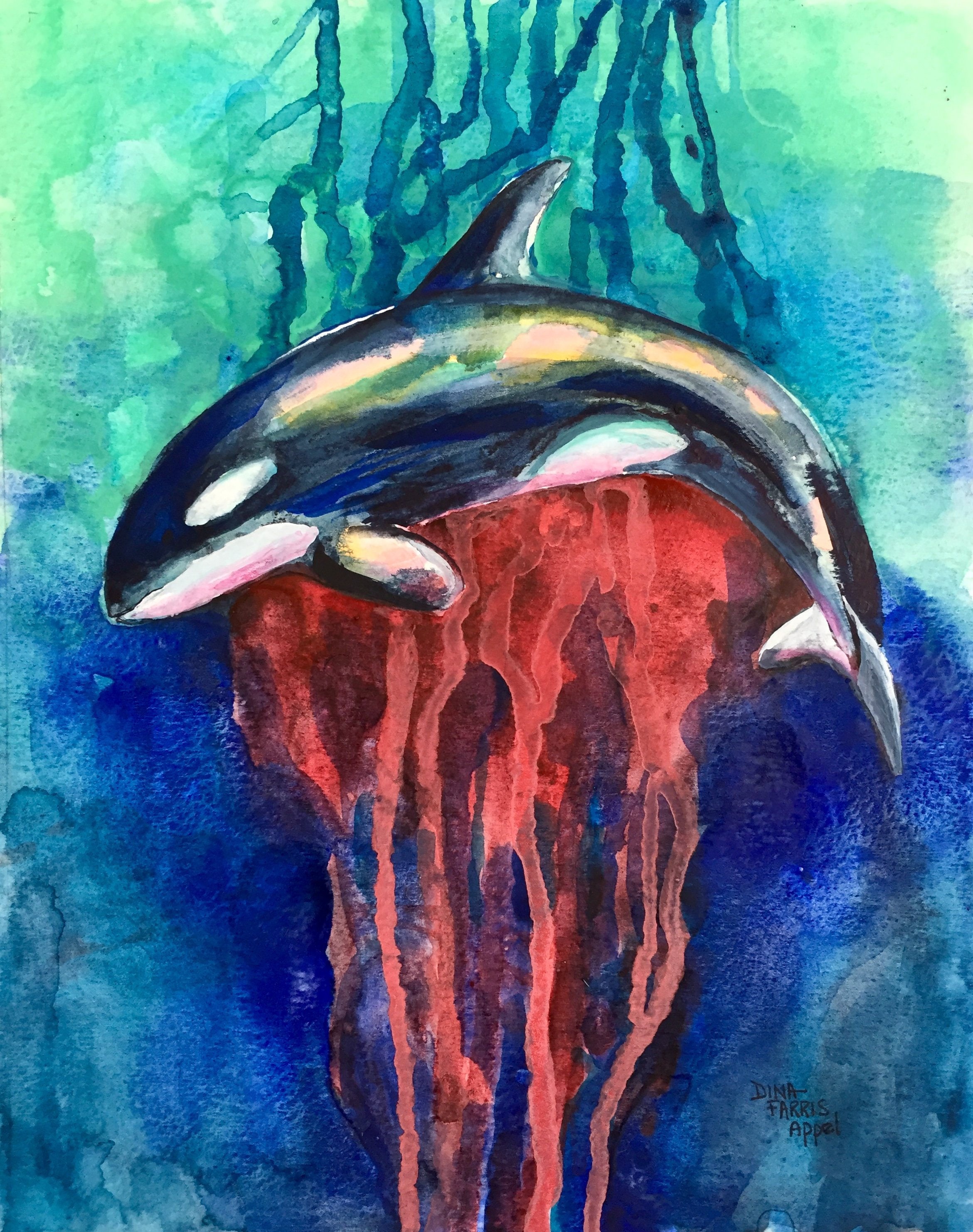 ORCA Watercolor Painting Whale Watercolor Killer Whale | Etsy