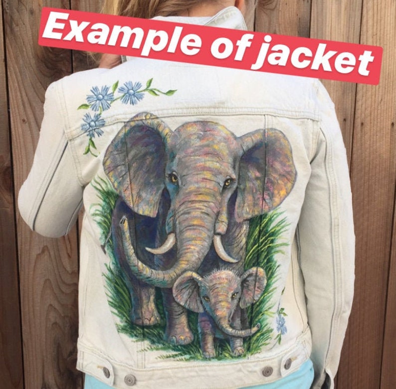 Elephant Denim Jacket, Custom Hand Painted Denim Jacket, Hand Painted ...