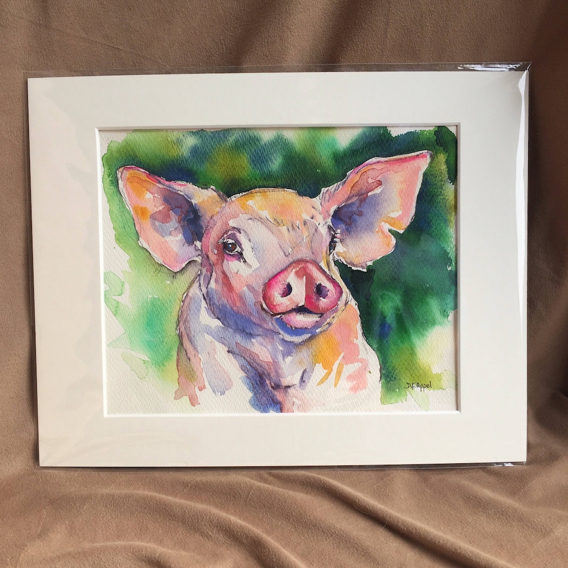 Pig Painting Pig Watercolor Painting Piglet Painting - Etsy
