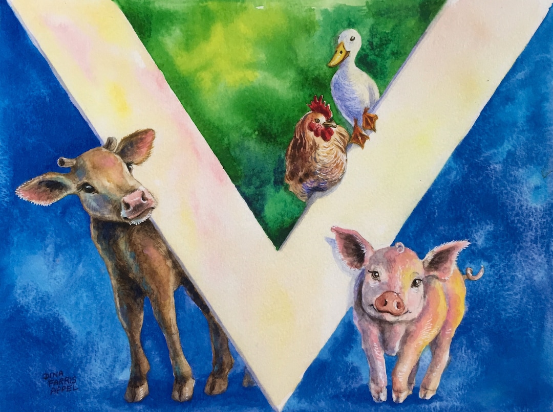 Vegan Flag Art, Art for Animal Rights Activist, Gift for Vegan, Vegan ...