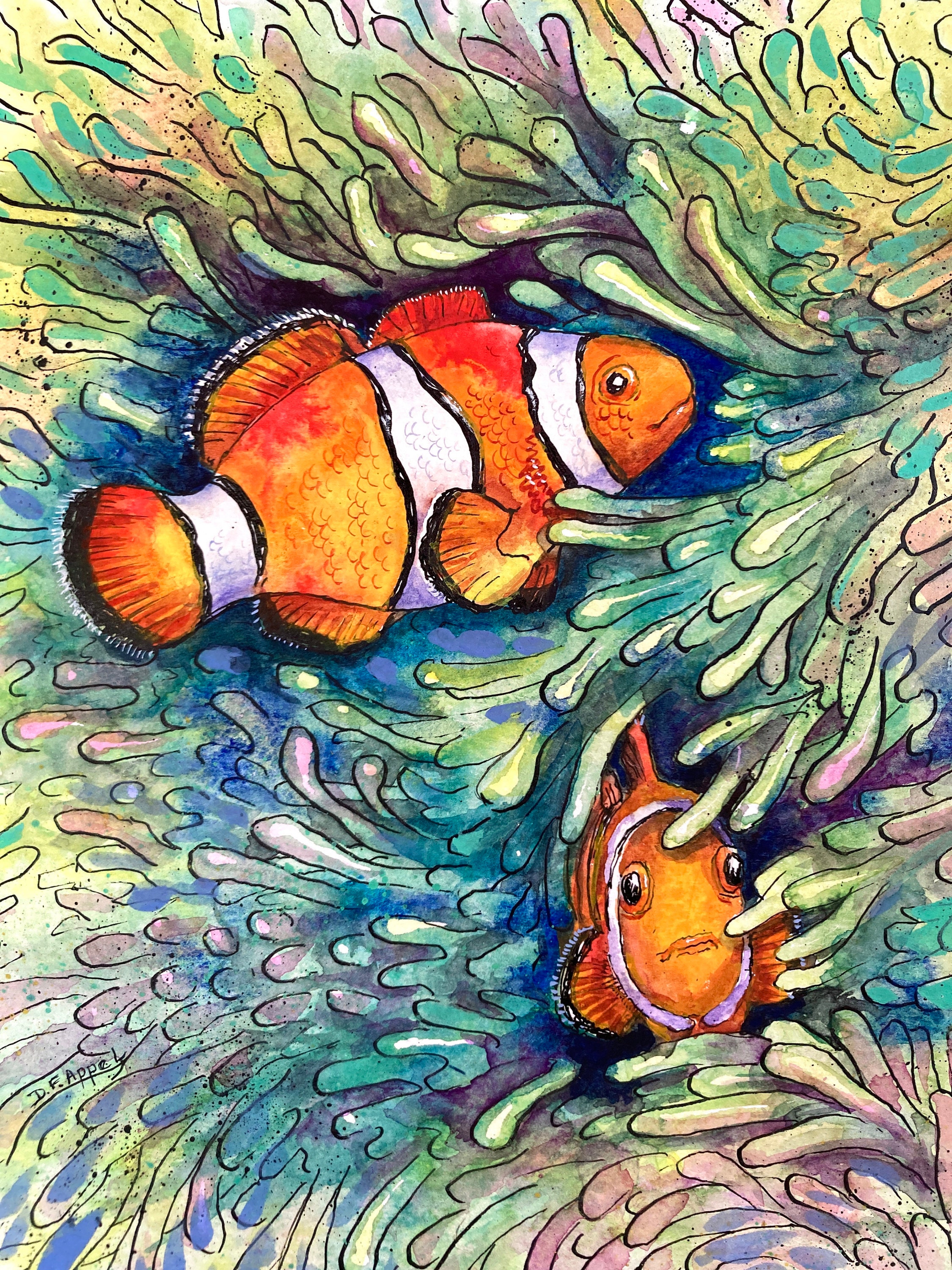 Anemone Clownfish Drawing
