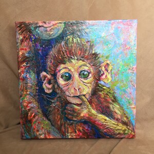 Monkey Painting, Baby Monkey // NOT A PRINT // Original Painting, Vegan ...